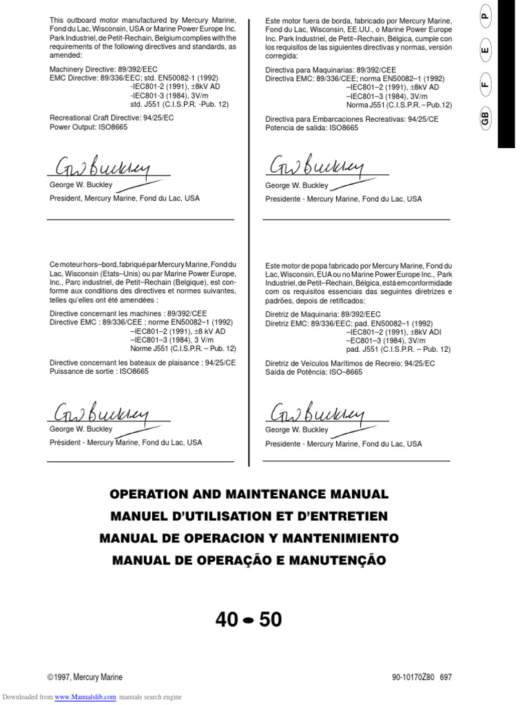 Operation and Maintenance Manual Manuel D'Utilisation Et D'Entretien ...