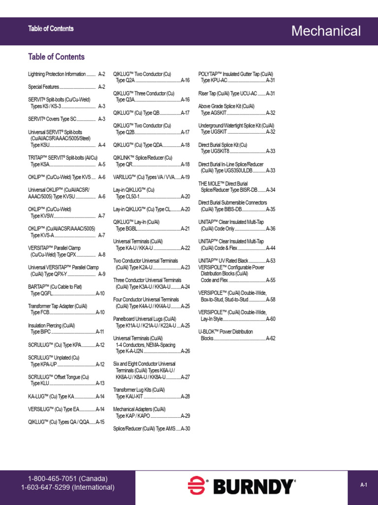 Section A Mechanical - 2020 BURNDY Master | PDF | Electrical Conductor ...