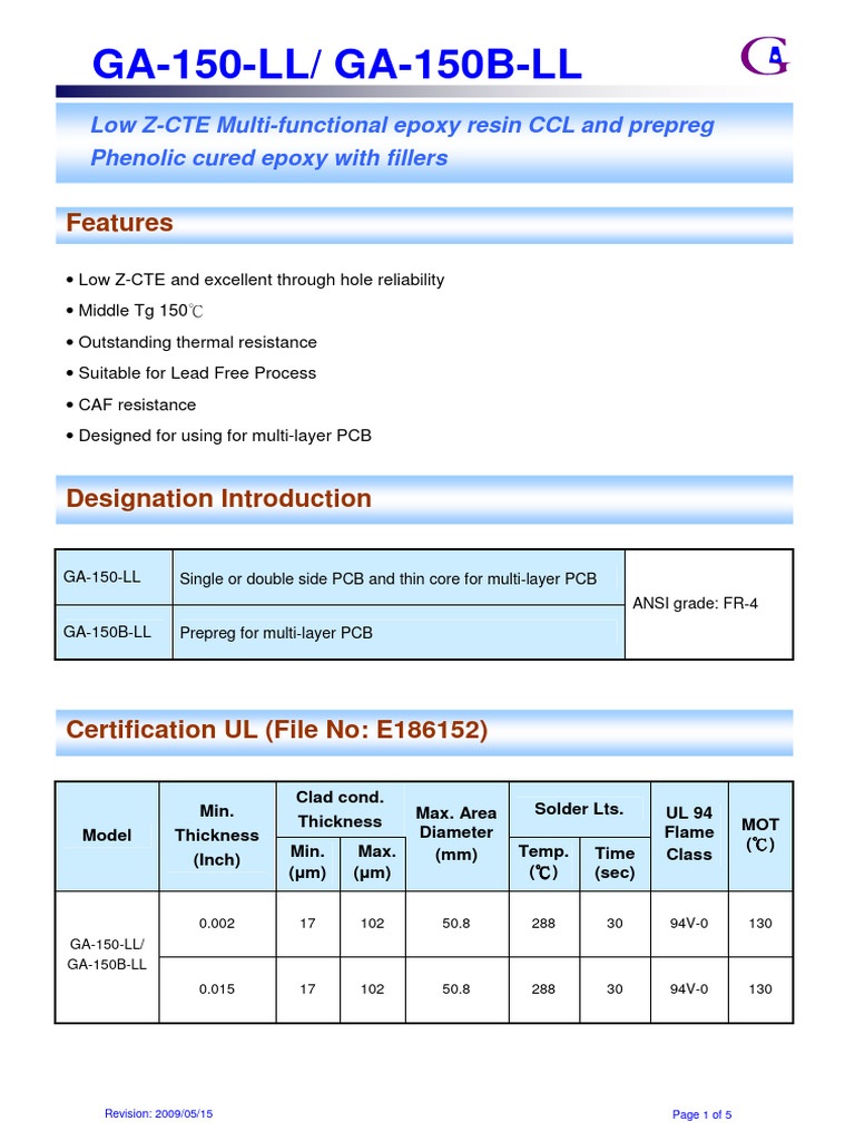 GA-150-LL/ GA-150B-LL: Features | PDF | Printed Circuit Board ...