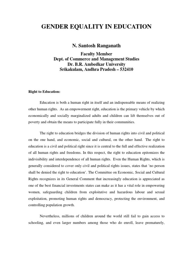 Gender Equality in Education | PDF | Gender Role | Gender