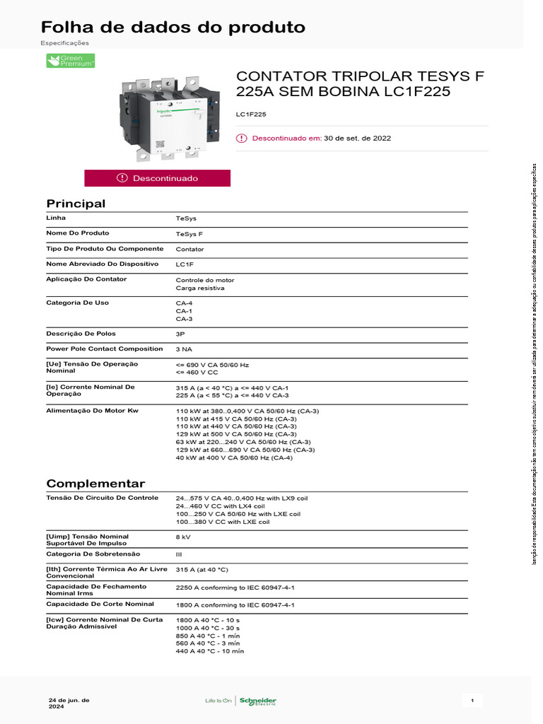 Schneider Electric - Contator-TeSys-F - LC1F225 | PDF | Engenharia ...