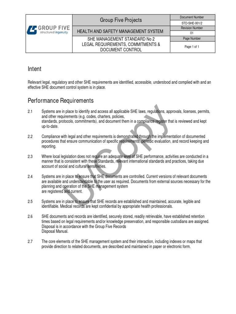STD-SHE-001.2 Legal Requirements, Commitments and Document Cont | PDF ...