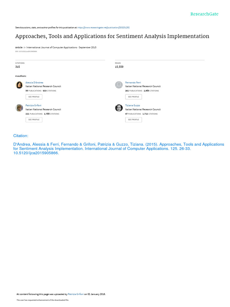 Approaches Tools and Applications For Sentiment An | PDF | Machine Learning | Statistical ...