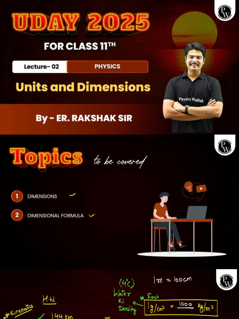 Units and Dimension 02 _ Class Notes __ Uday 2025 | PDF