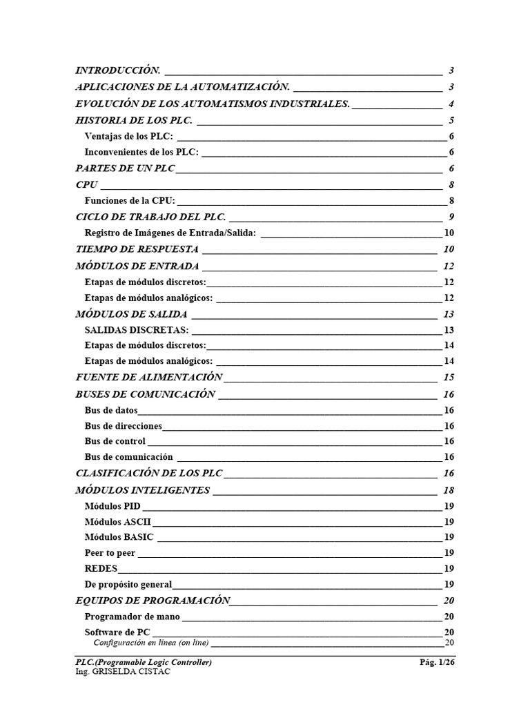 1. Generalidades | PDF | Controlador lógico programable | Unidad Central de procesamiento