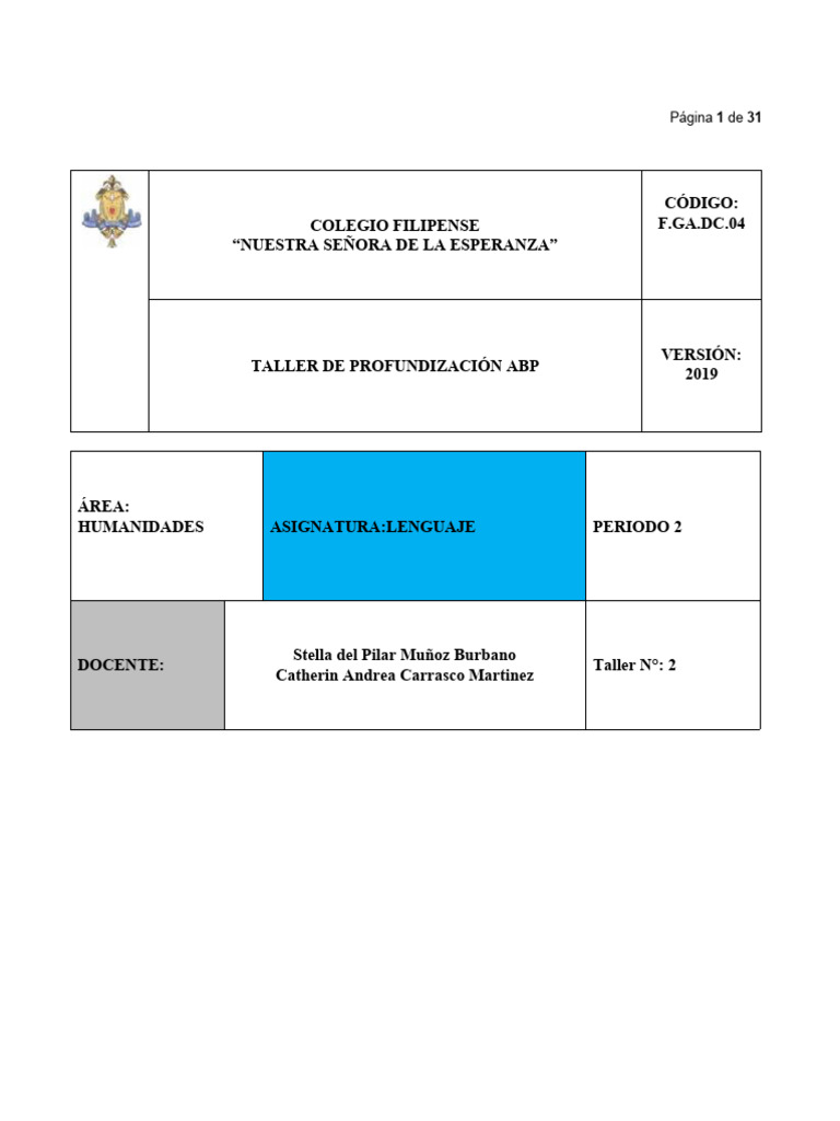 Taller Abp 1° Lenguaje 2P | PDF | Evaluación | Cuentos