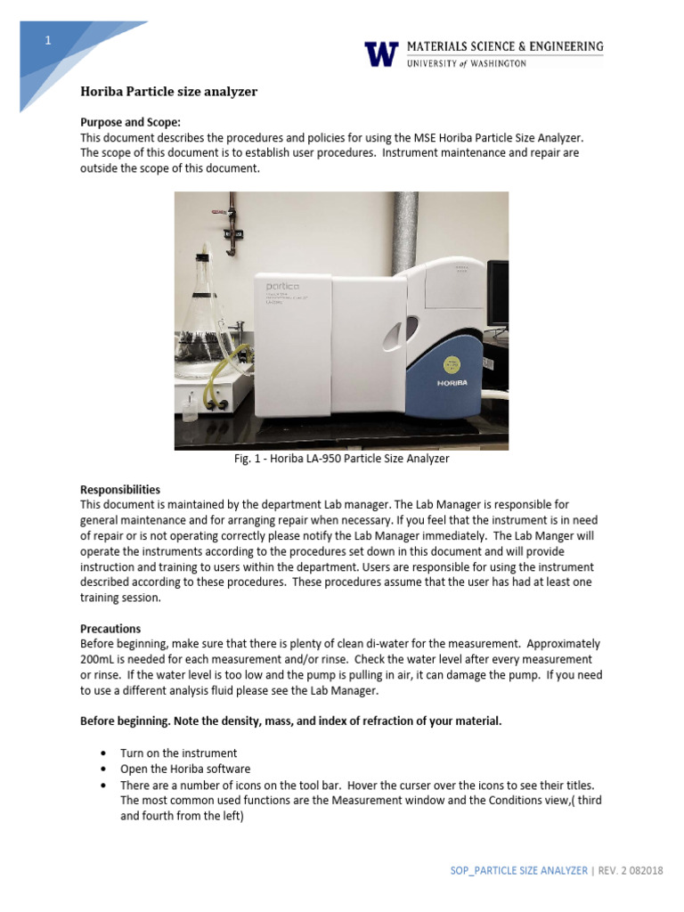 SOP HoribaParticleSize | PDF | Particle Size Distribution | Optics