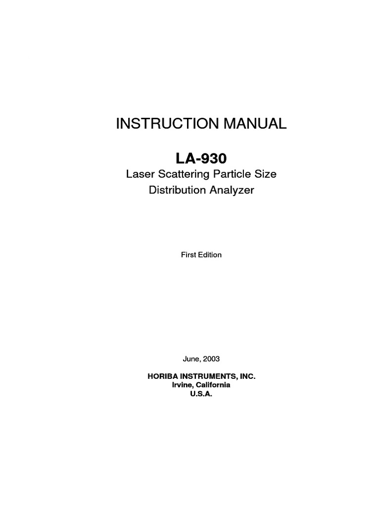 LA930 Operation Man | PDF | Diffraction | Scattering