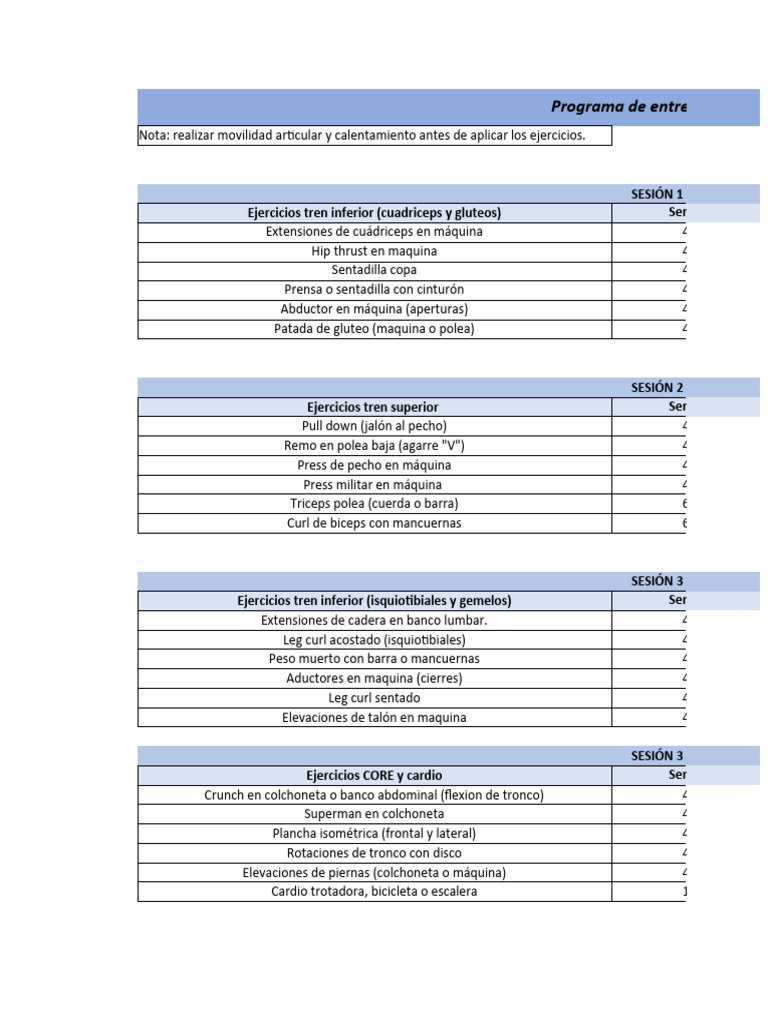 Programa de Entrenamiento DAMAS | PDF | Sistema musculoesquelético | Entrenamiento de fuerza