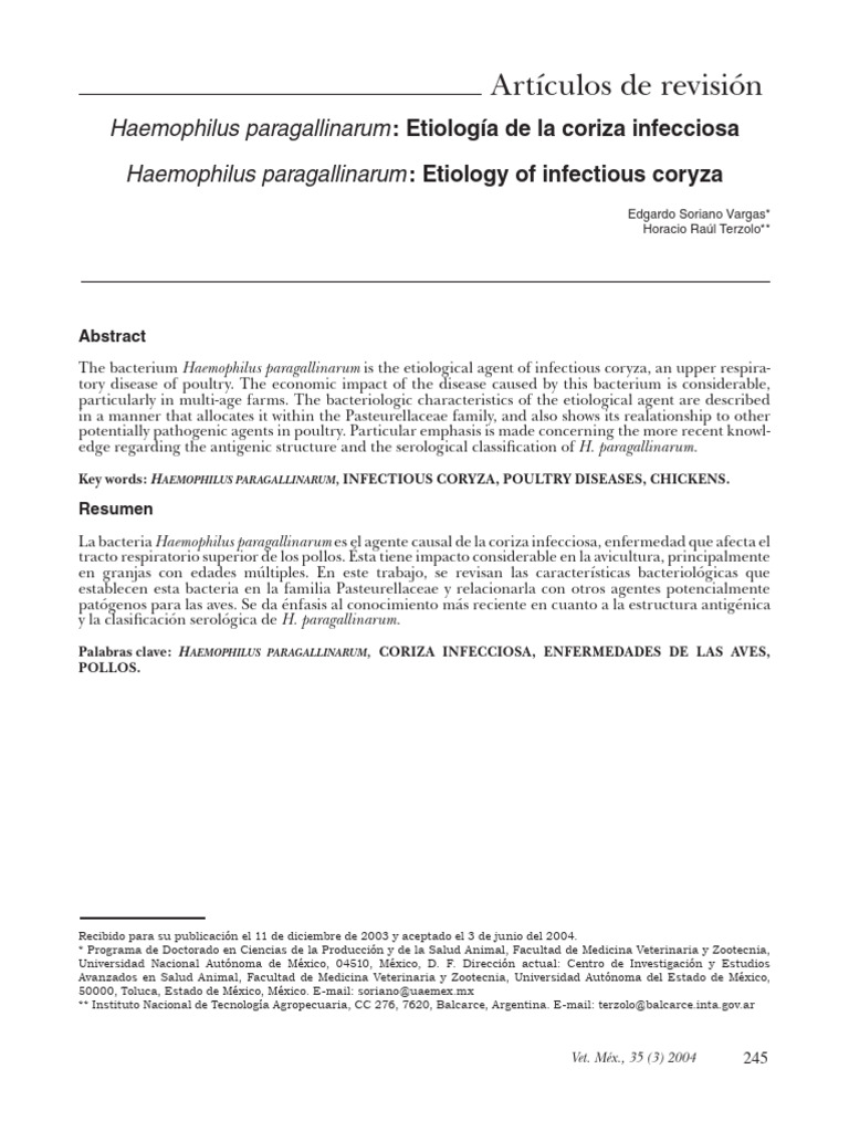 Etiología de la coriza infecciosa | Descargar gratis PDF | Las ...