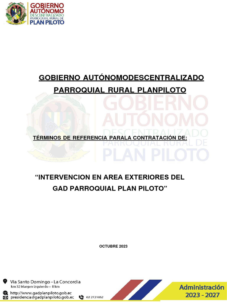 TDR Plan Piloto | PDF | Multa (pena) | Planificación