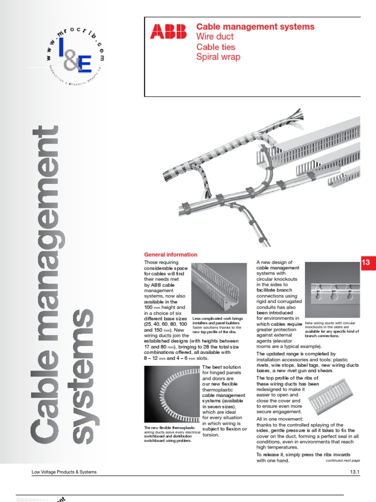 ABB Cable Mangement Systems, Wire Duct, Cable Ties, Spireal Wrap | PDF ...