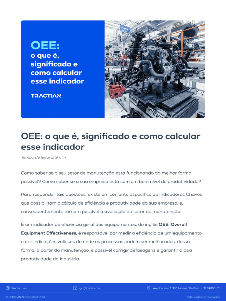 OEE - o Que É, Significado e Como Calcular Esse Indicador | PDF