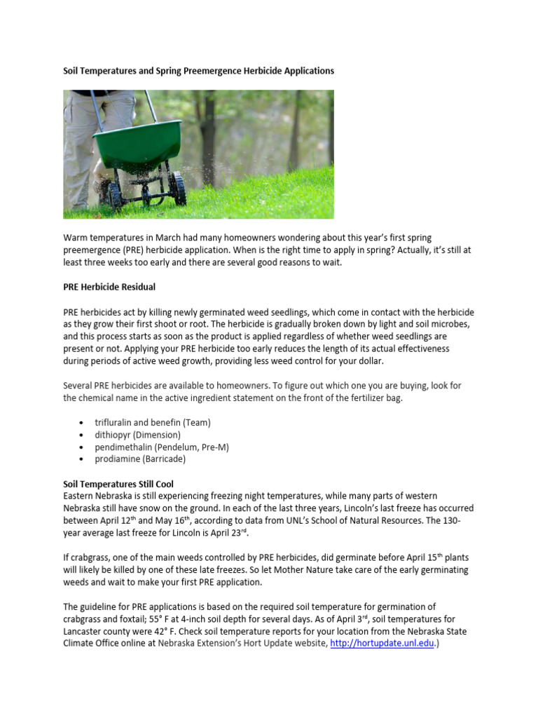 Soil Temperatures and Spring Preemergence Herbicide Applications | PDF ...