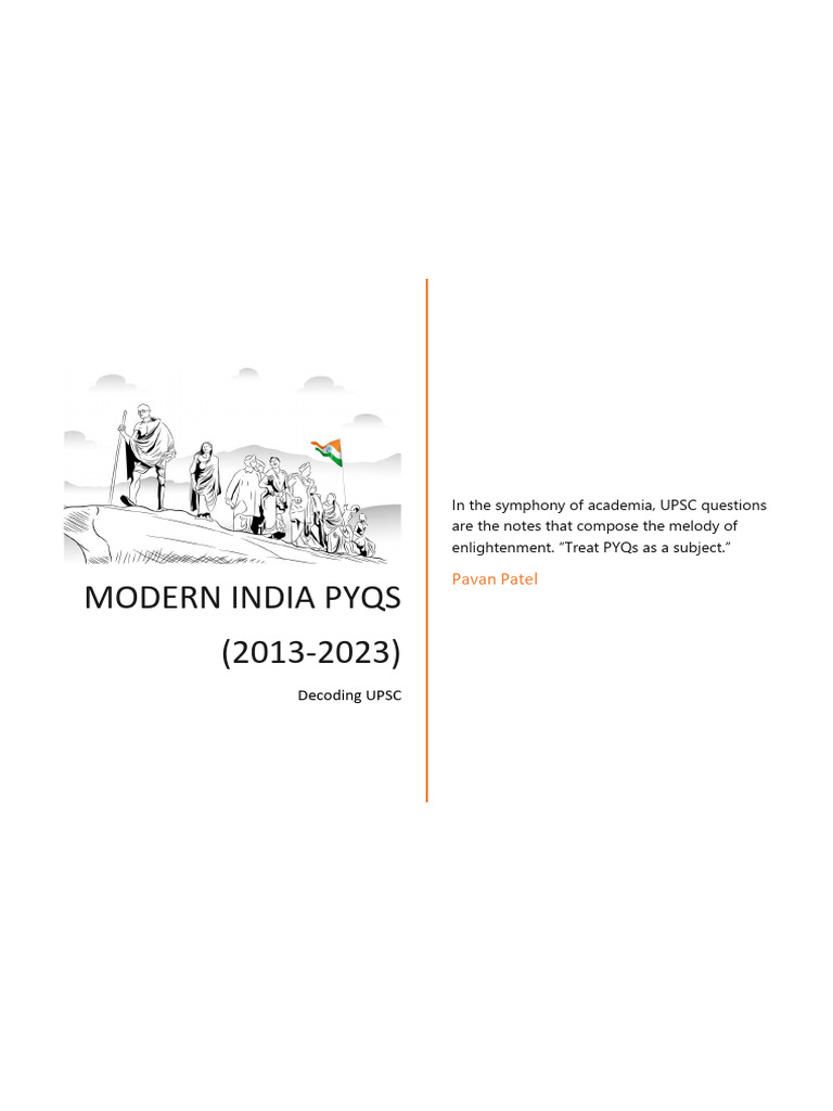 Modern India PYQs (2013-2023) Decoding UPSC | PDF | British Raj | Partition Of India