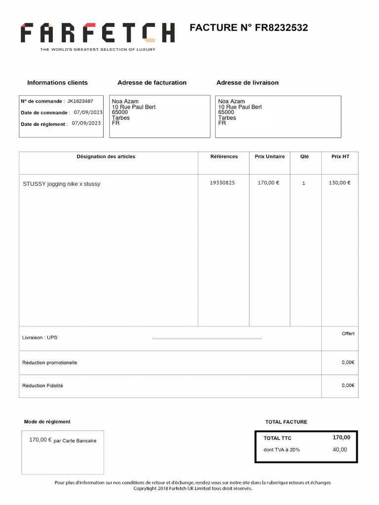 Facture-Stussy Jog | PDF