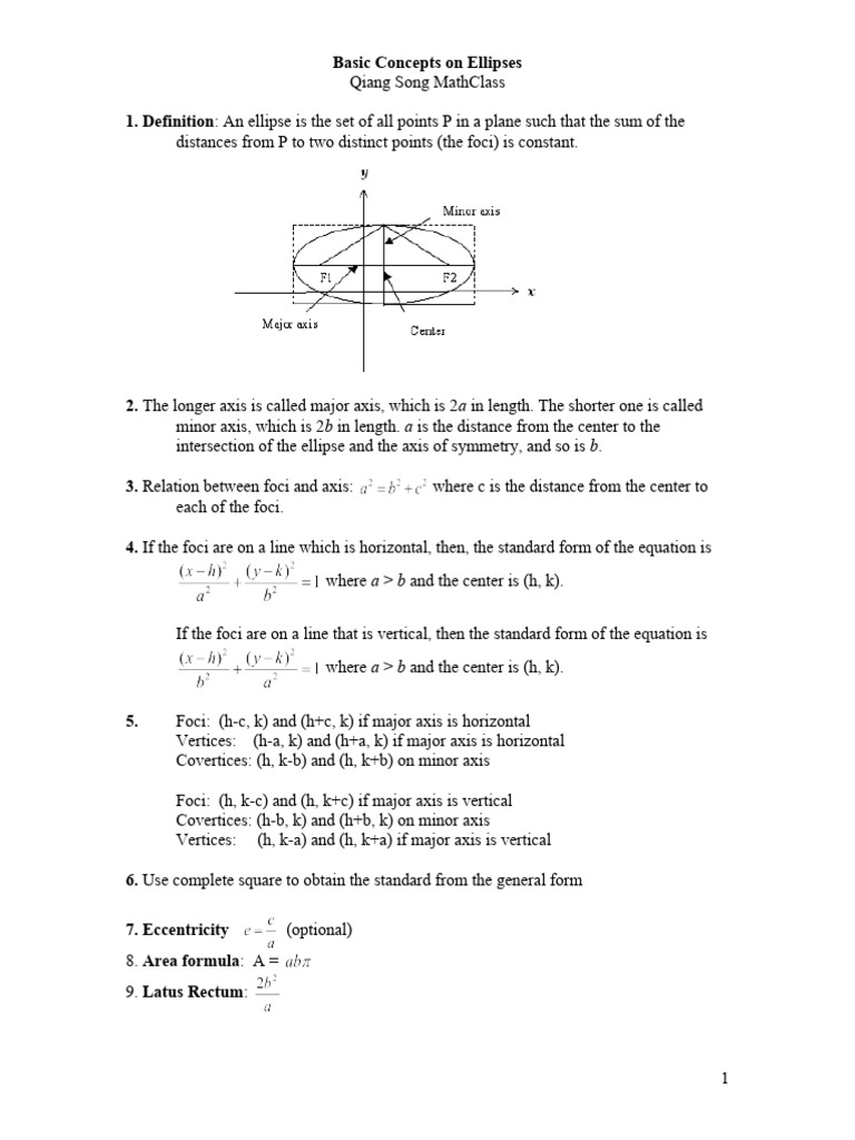 Ellipse Basics and Equations Guide | PDF | Language Arts & Discipline