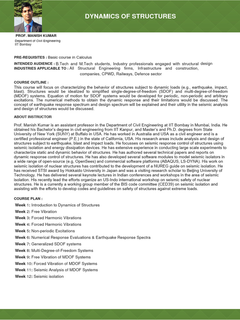 Dynamics of Structures | Download Free PDF | Engineering | Civil Engineering