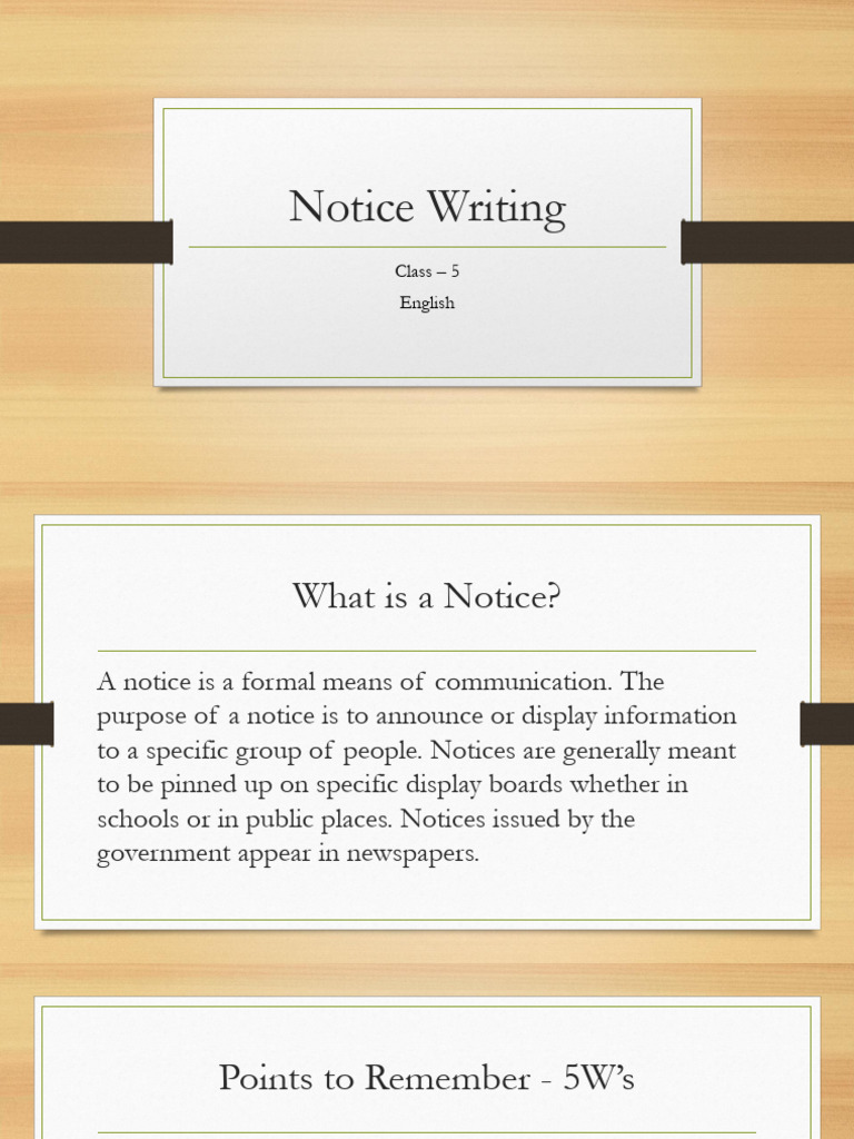 Notice Writing Guide for Class 5 | PDF