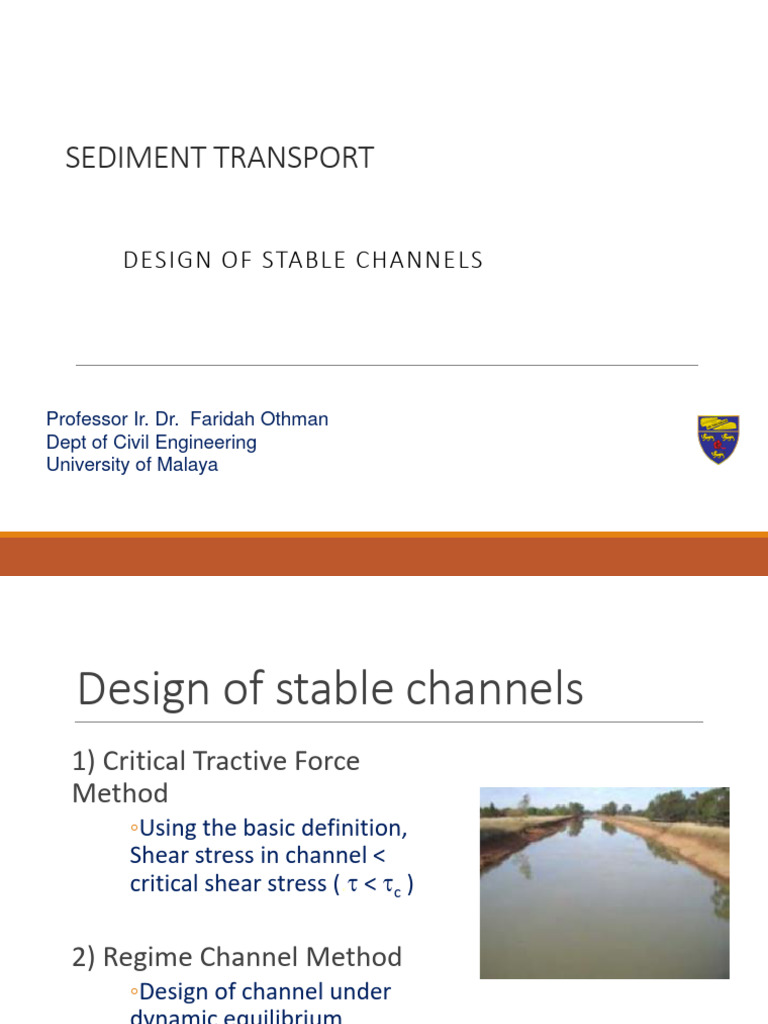 Sediment Transport: Design of Stable Channels | PDF | Landscape | Geomorphology