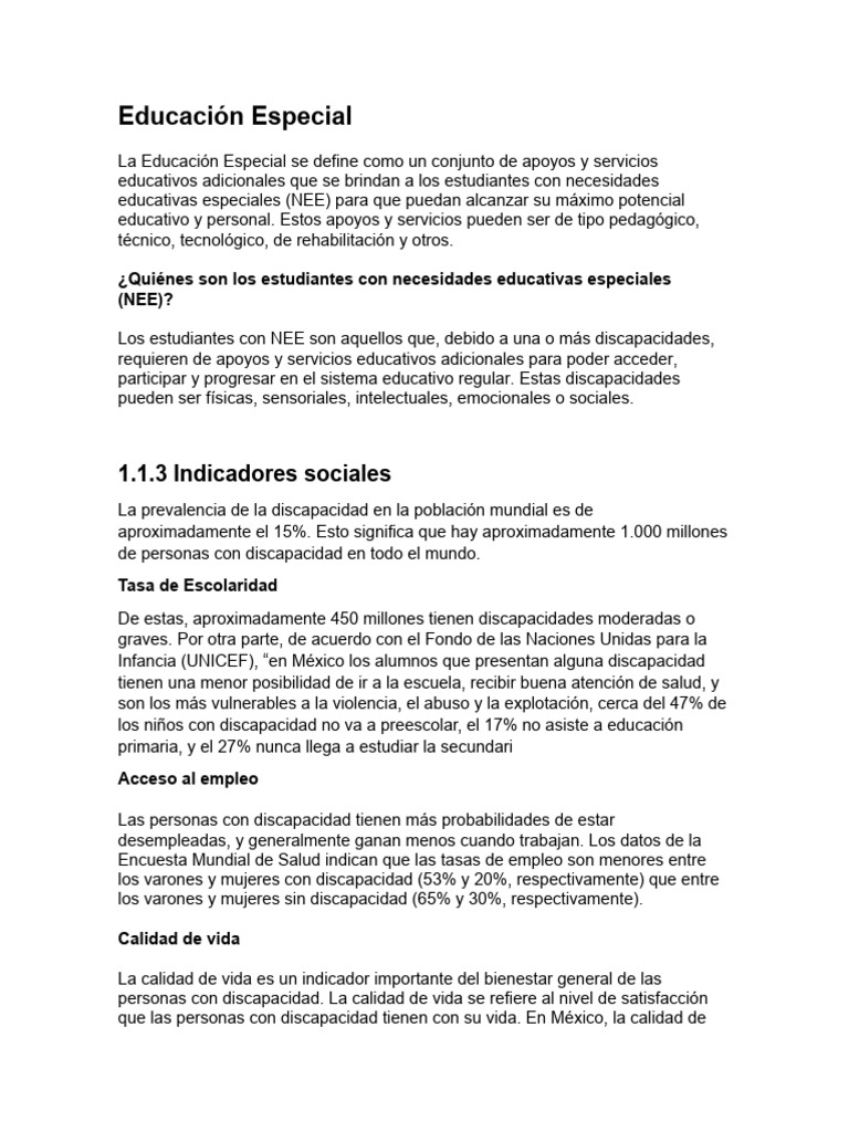 Educación Especial | PDF | Invalidez | Educación especial