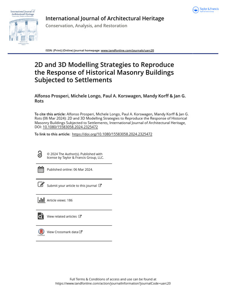 2D and 3D Modelling Strategies To Reproduce The Response of Historical ...