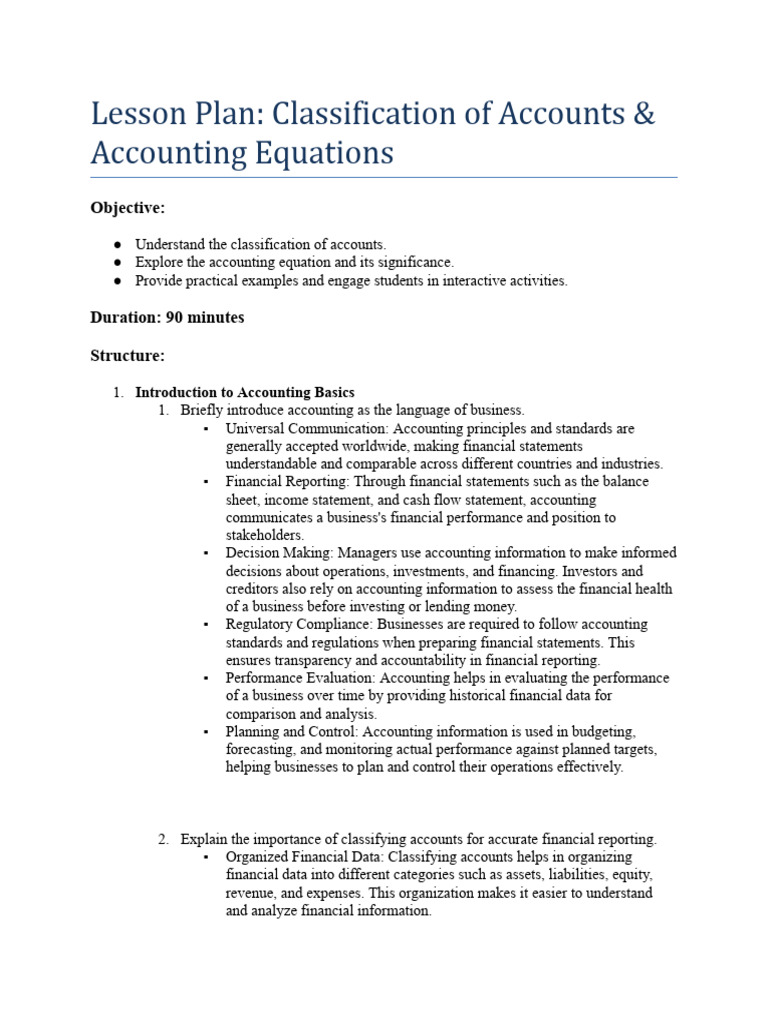 Session 2 Classification of Accounts - Accounting Equations | PDF ...