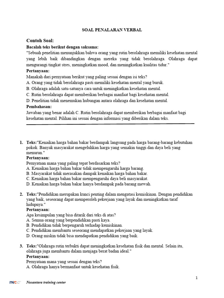 Soal Penalaran Verbal | PDF