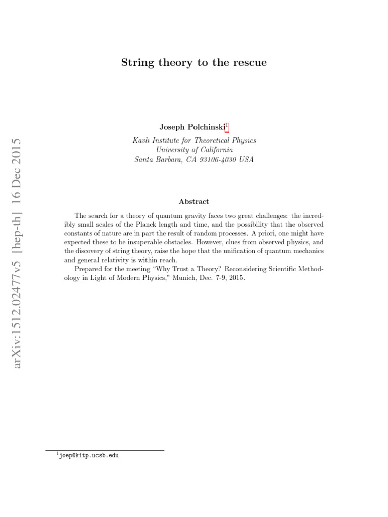 String Theory To The Rescue | PDF | String Theory | General Relativity