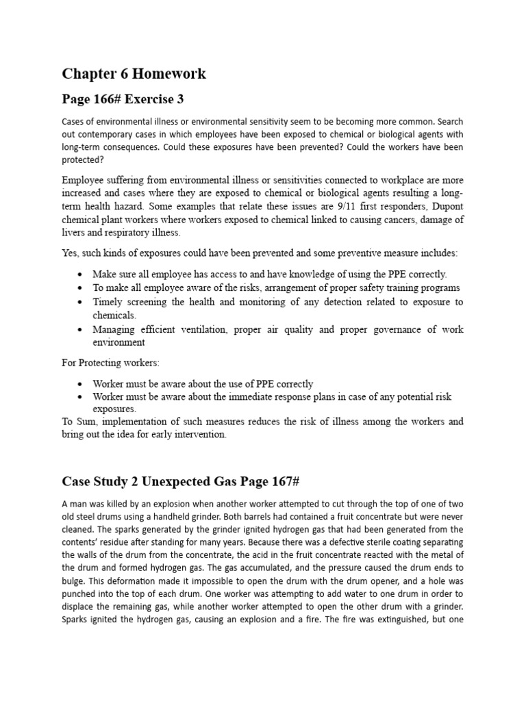 Chapter 6 Homework | PDF | Personal Protective Equipment | Occupational ...