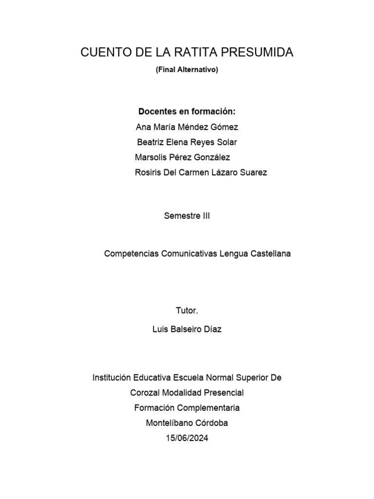 Cuento de La Ratita Presumida | PDF