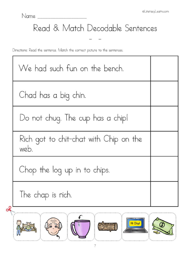 Digraph-CH-Decodable-Sentences-LiteracyLearn.com | PDF
