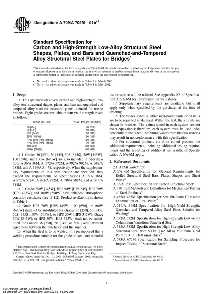 Astm A709 | PDF | Heat Treating | Structural Steel