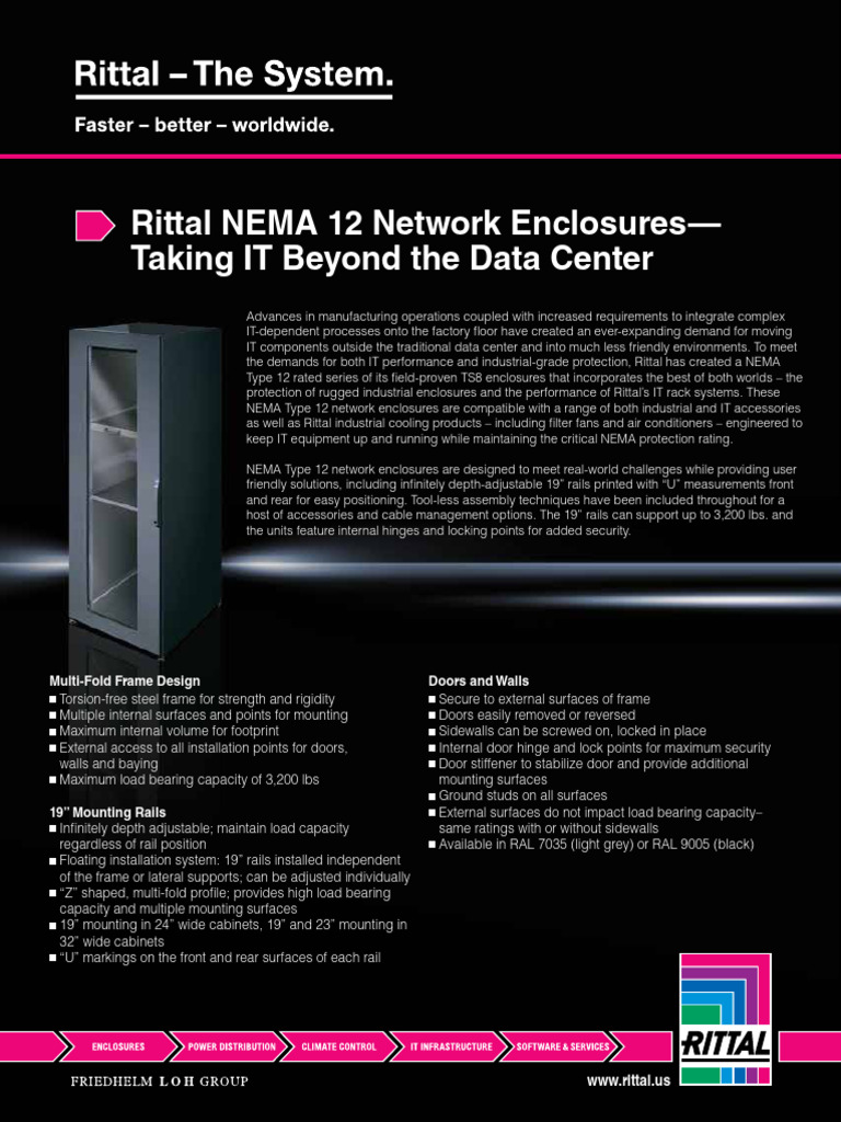 Rittal Sales Sheet NEMA 12 Network Enclosures 5 3057 | PDF | Door ...