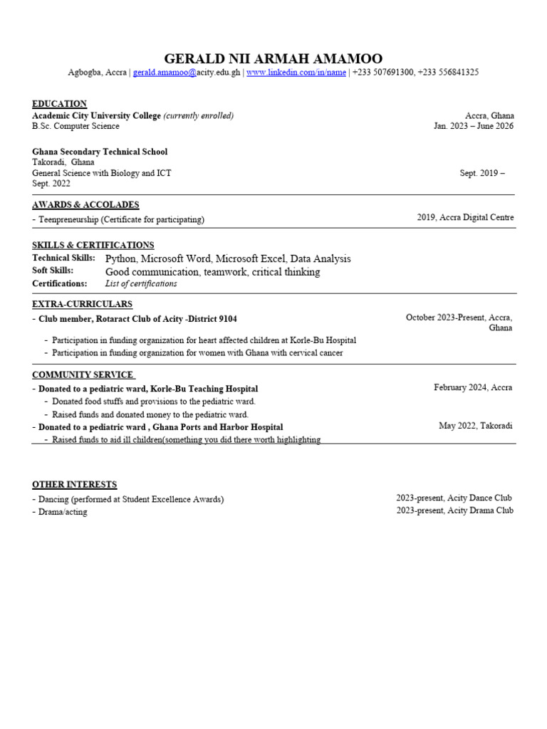 Gerald Amamoo CV | PDF