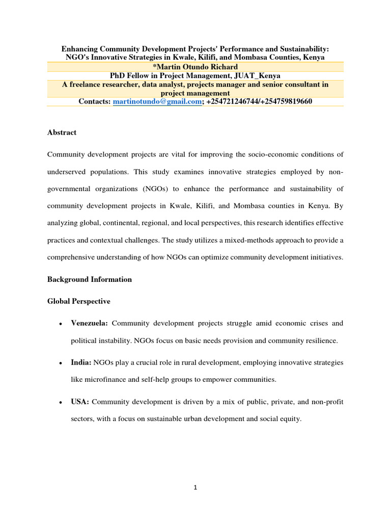 Enhancing Community Development Projects' Performance and ...