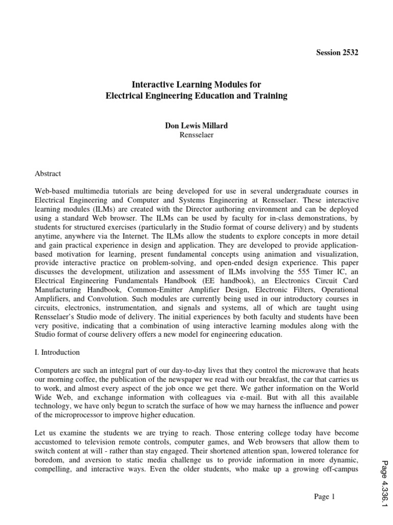 Interactive Learning Modules For Electrical Engineering Education and ...