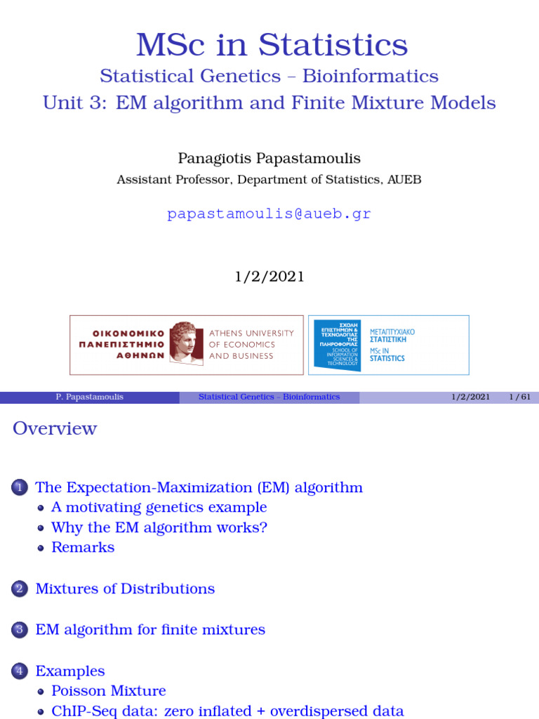 Modulesdocumentfile - phpsTAT301slidesem and Mixture Models PDF | PDF | Genotype | Statistics