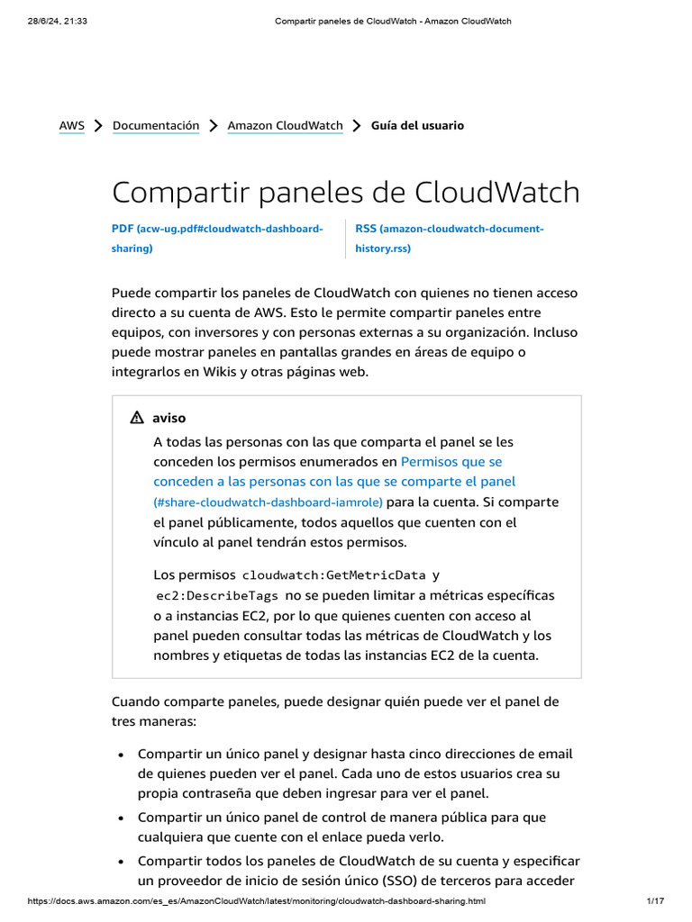 Compartir Paneles en Amazon CloudWatch | PDF | Contraseña | Informática