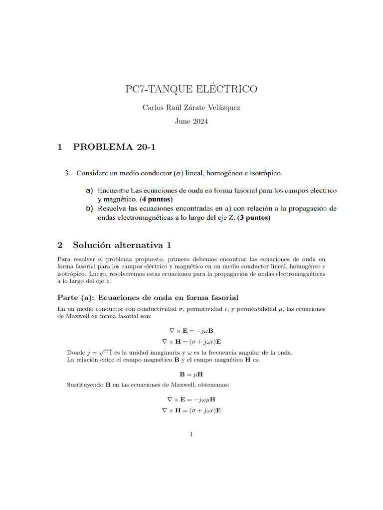 PC7 - TANQUE - ELÉCTRICO (El Ultimo) | PDF | Olas | Ecuaciones de Maxwell