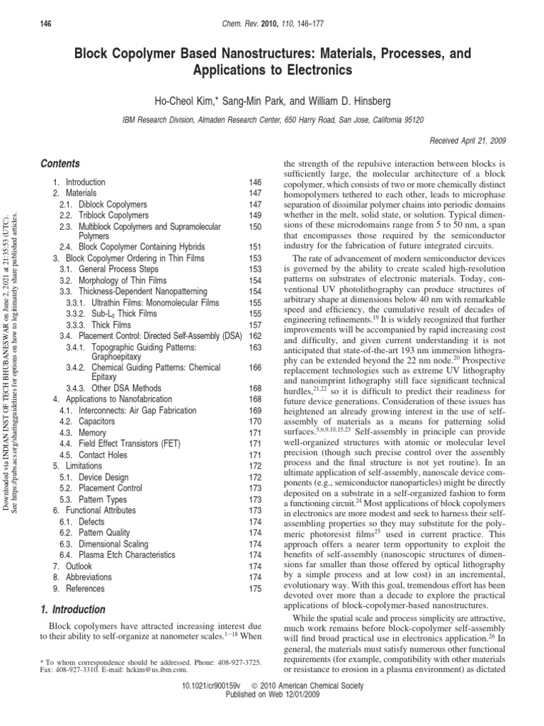 Block Copolymer Based Nanostructures Materials, Processes, and | PDF | Copolymer | Polymers