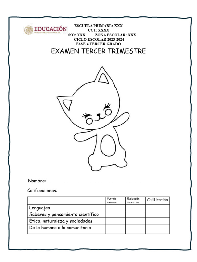 exa 3ER trimeste tercero | PDF