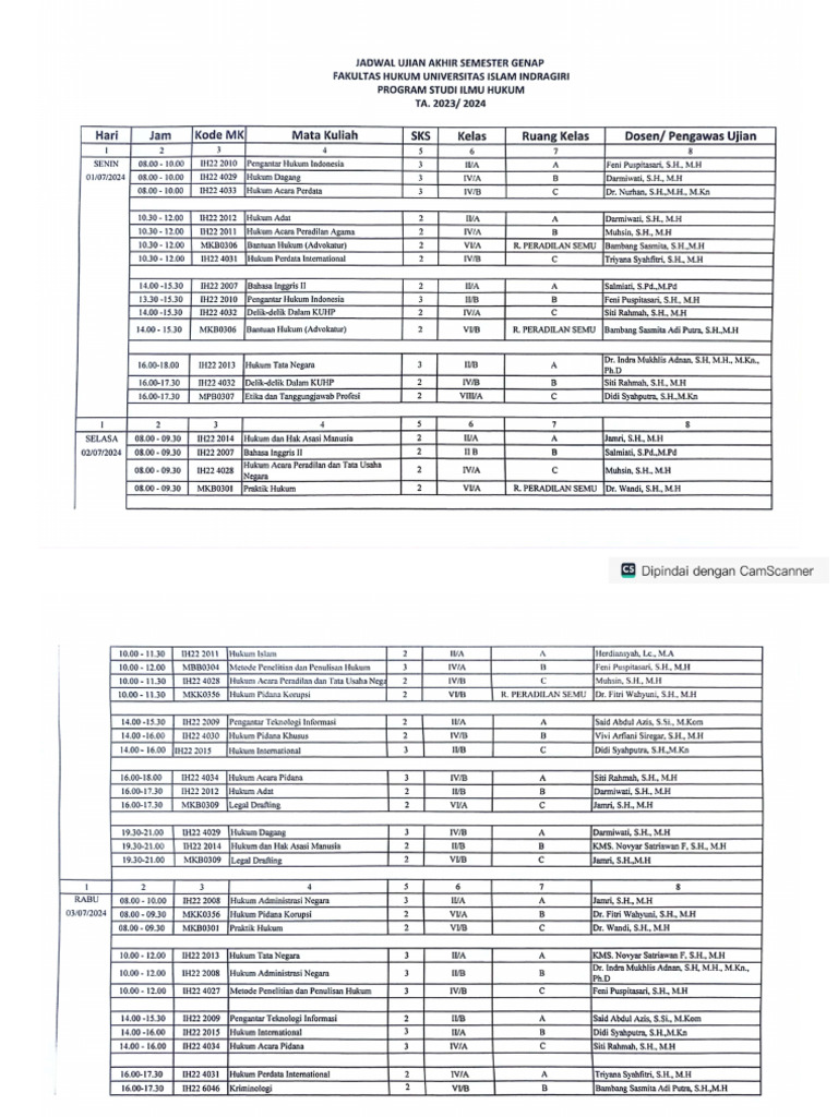 Jadwal UAS Genap TA. 2023-2024 | PDF