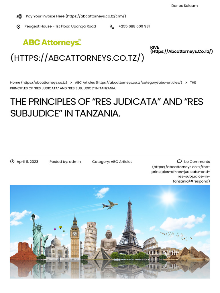 The Principles of "Res Judicata" and "Res Subjudice" in Tanzania | PDF ...