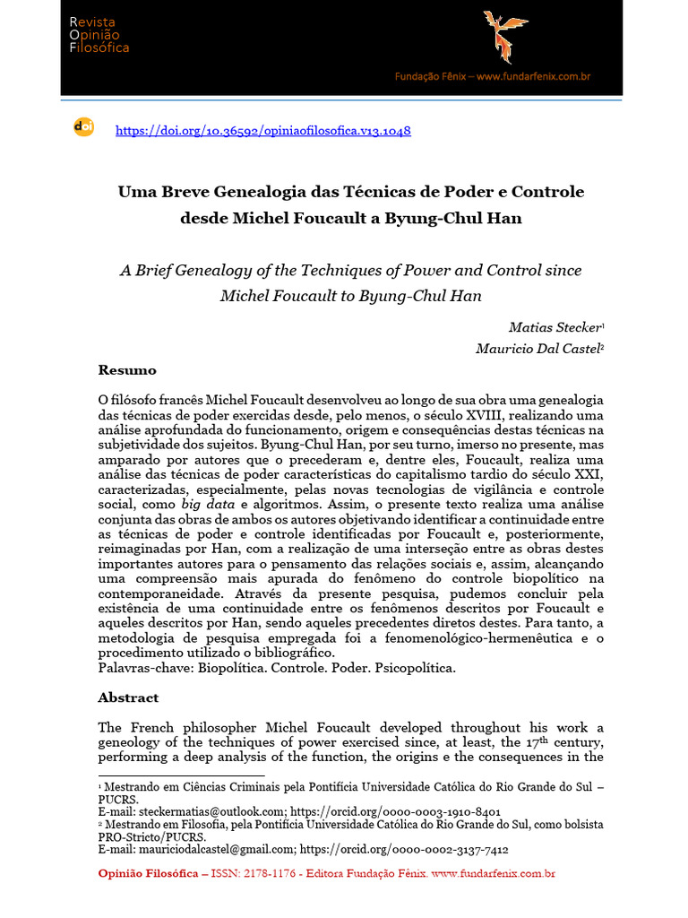 Técnicas de Poder e Controle Han Focault | PDF | Michel Foucault | Economia