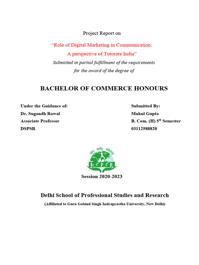 Mukul Gupta Summer Training Report | PDF | Digital Marketing | Marketing