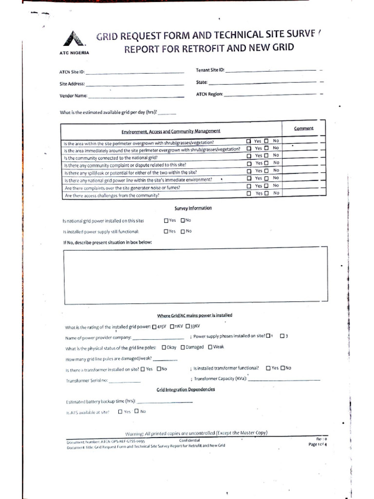 Grid Request Form & TSS | PDF