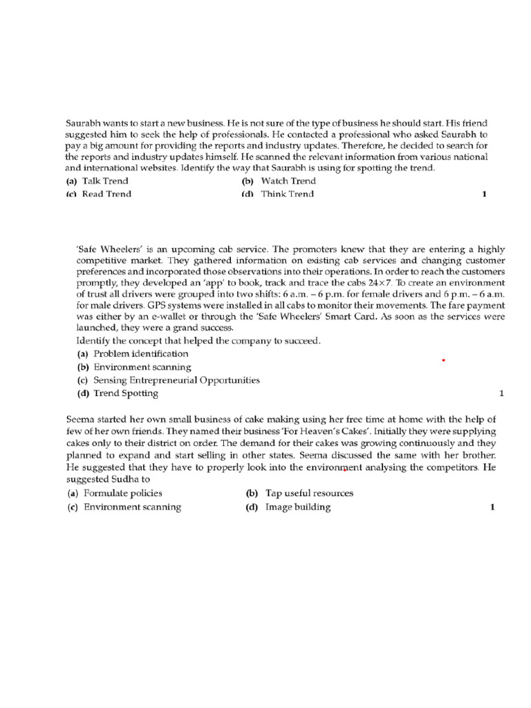 Ent - Question Bank Unit 1 | PDF