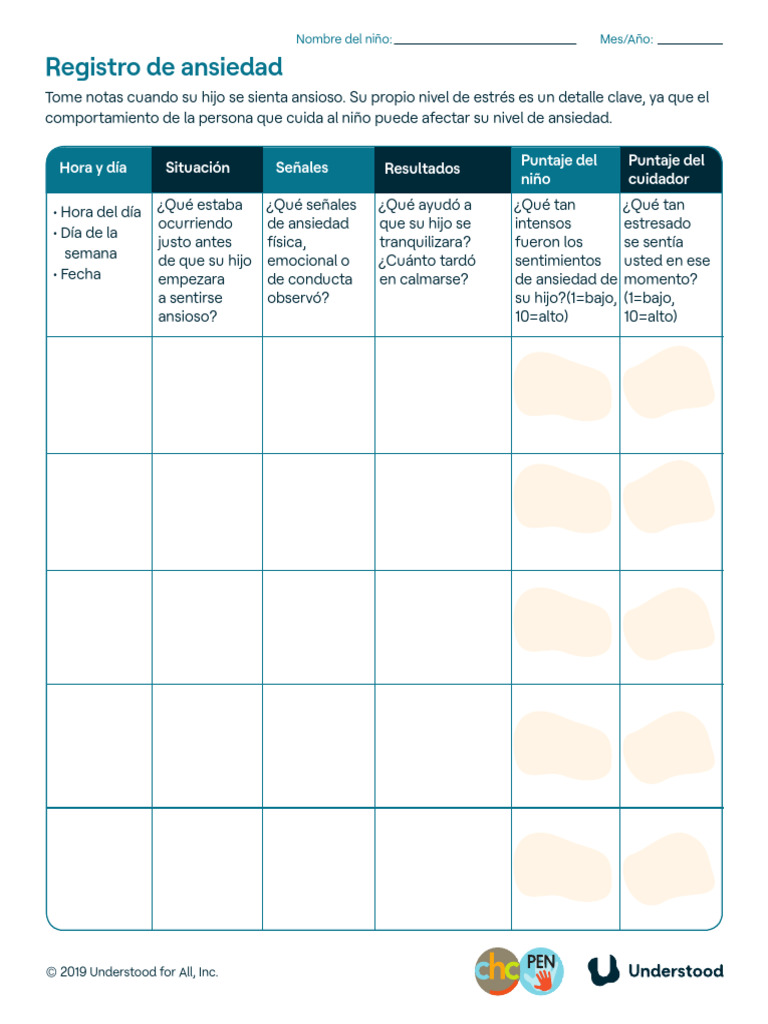 Registro de Ansiedad Understood | PDF | Ansiedad | Sicología