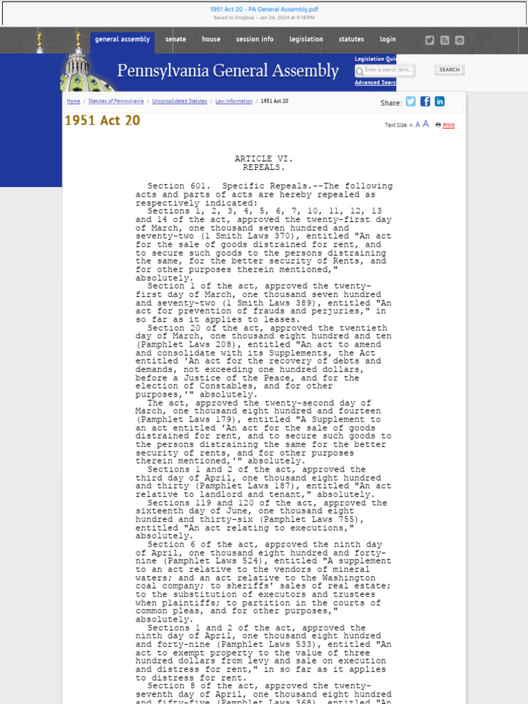 PA Legislative Repeals Overview | PDF | Lease | Landlord